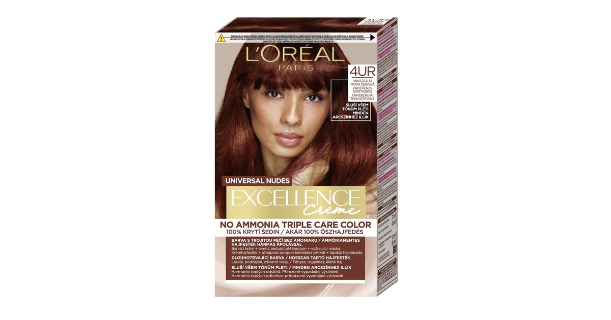 Βαφή Μαλλιών L'Oréal Excellence Cream Μόνιμη Βαφή No.4UR Φυσικό Κόκκινο ...